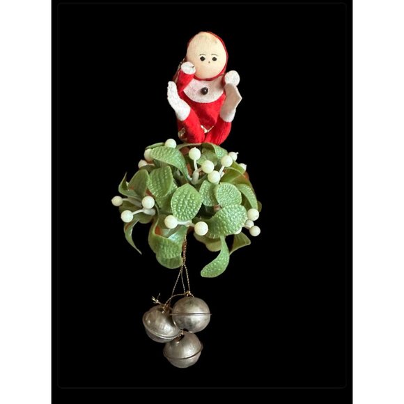 Holiday | Vintage Christmas Ornament Elf Pixie Mistletoe Ball Bells ...